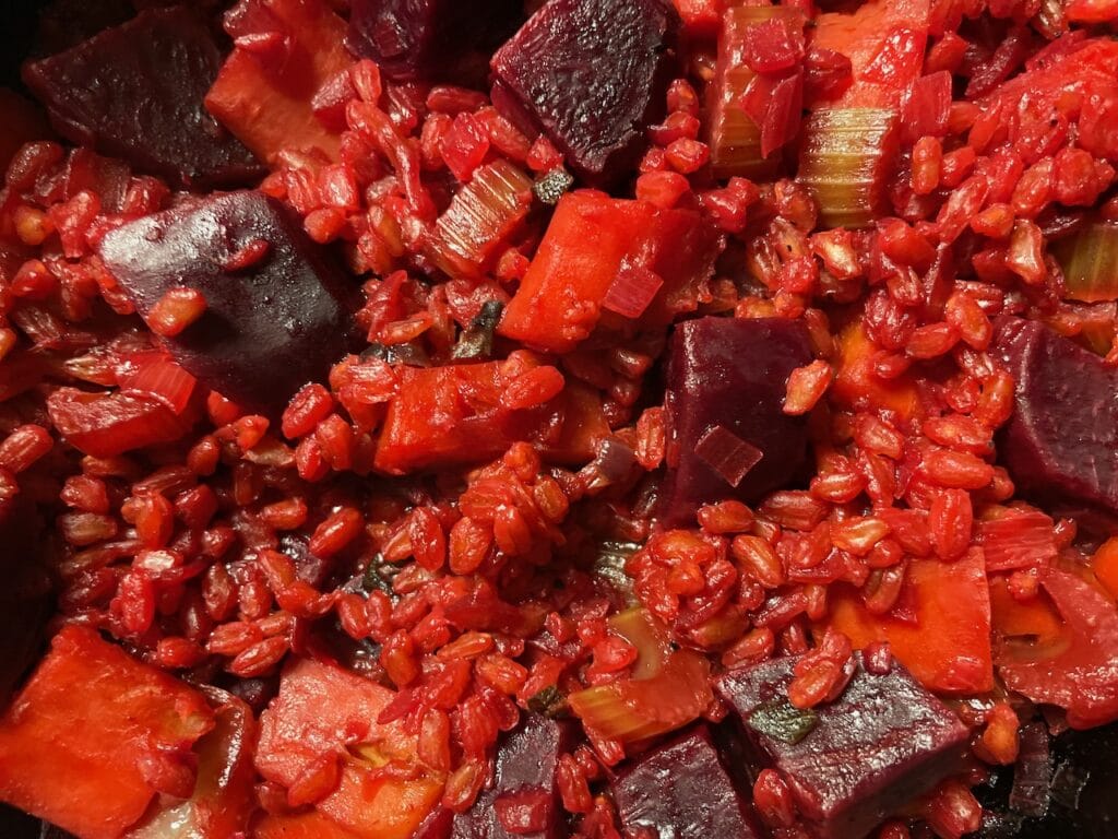Beet and Farro Pilaf - Food & Ryne
