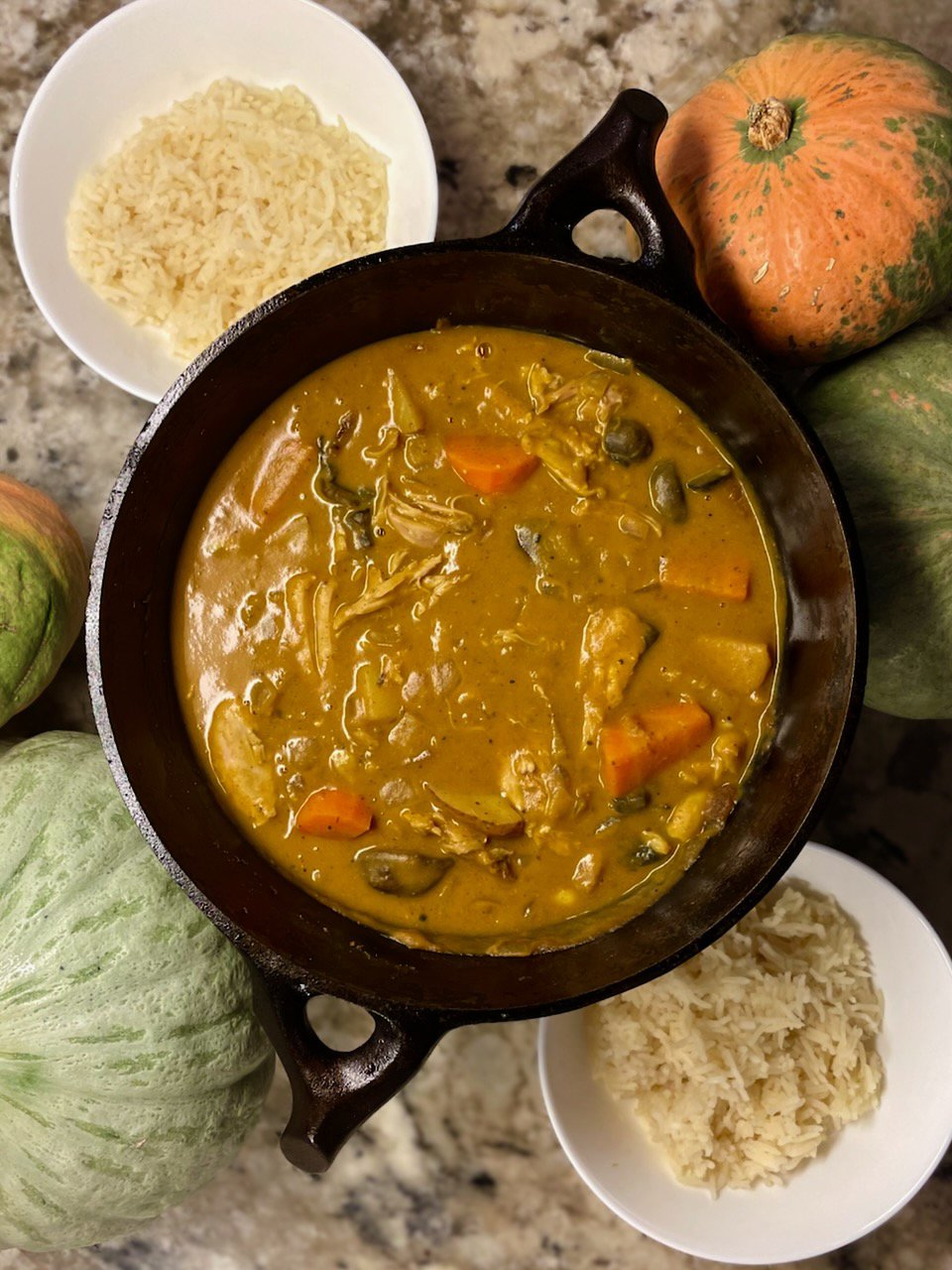 Kabocha Curry Stew with Chicken and Mushrooms - Food & Ryne